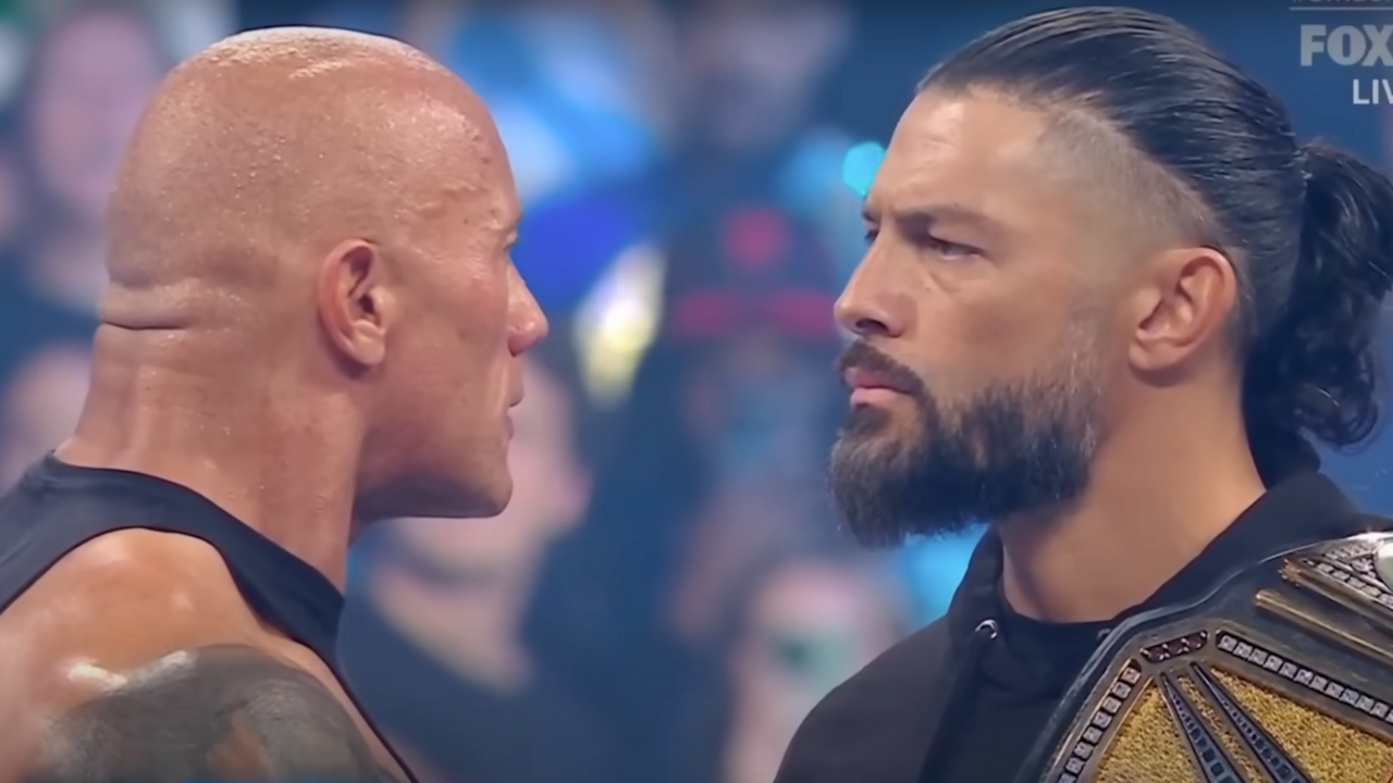 Dwayne 'The Rock' Johnson and Roman Reigns Share Intense Staredown on 'SmackDown ...